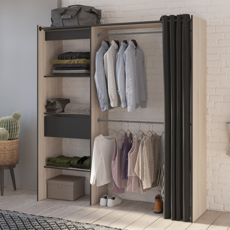 Dressing extensible 168 cm Chicago avec rideau - Le Dépôt Bailleul