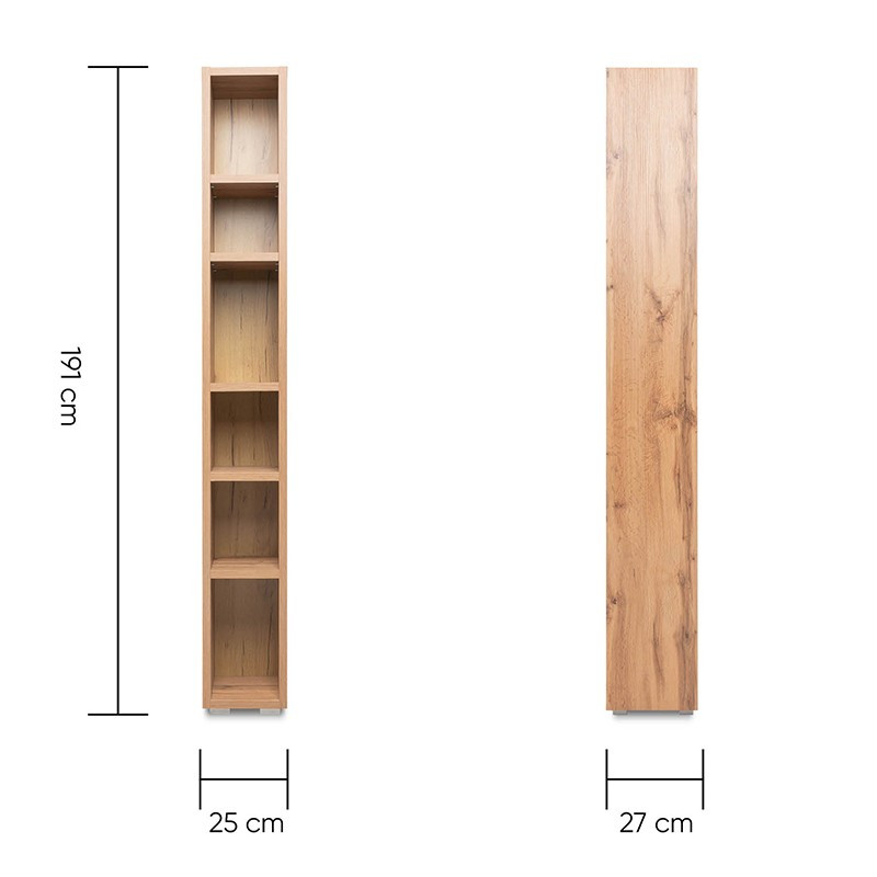 Etagère 191 cm étroite 6 niches naturel - Le Dépôt Bailleul