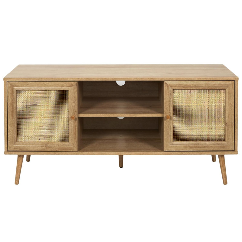 Meuble TV 2 portes rotin 2 niches Bali - Le Dépôt Bailleul