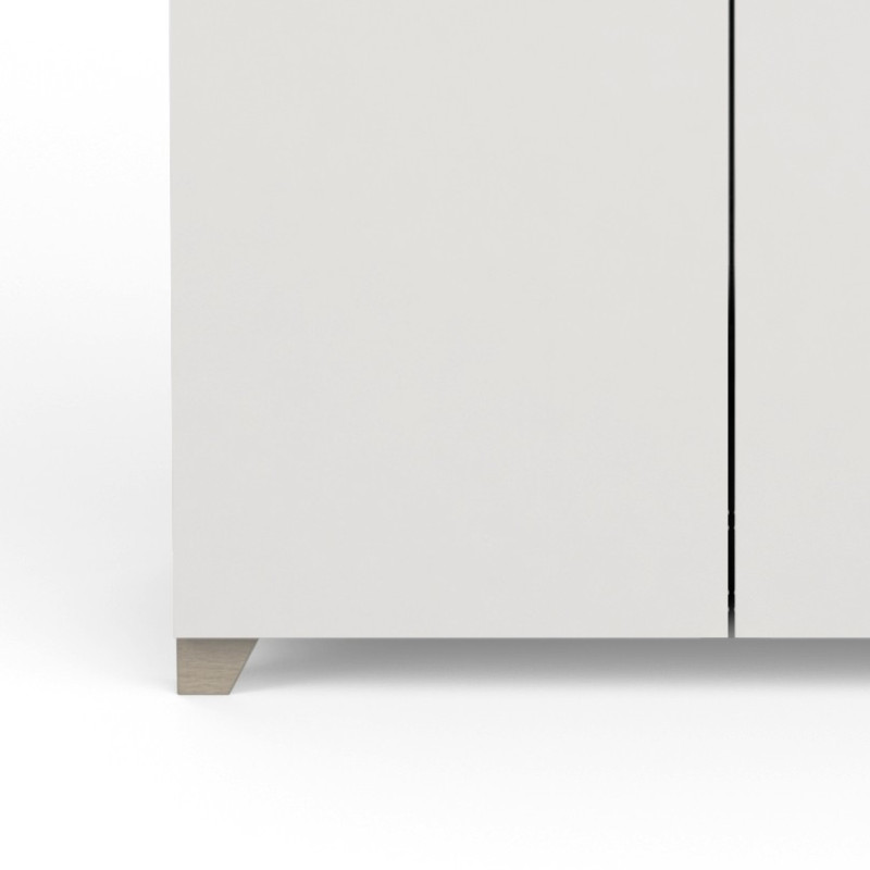 Armoire 2 portes penderie + lingère Izzy blanc et bois - Le Dépôt Bailleul